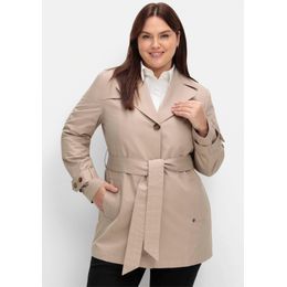 sheego Damen Trenchcoat in kurzer Form, wasserabweisend, softtaupe, Gr&ouml;&szlig;e 50