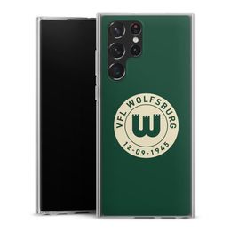 DeinDesign Galaxy S22 Ultra Handy Silikon H&uuml;lle Case transparent Handyh&uuml;lle 80 Jahre Vfl Wolfsburg Official Licensed Product Silikon Case