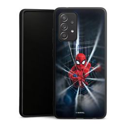 DeinDesign Galaxy A52s 5G Handy Premium Silikon H&uuml;lle Handyh&uuml;lle schwarz Case Marvel Spiderman Kinofilm Silikon Premium Case