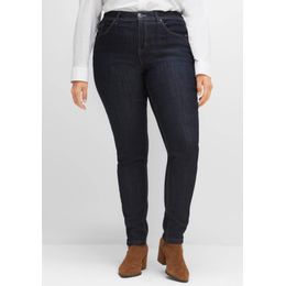 sheego Damen Jeans mit Kontrastn&auml;hten, blue black denim, Gr&ouml;&szlig;e 27