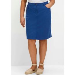 sheego Damen Bleistiftrock aus Stretch-Twill, blaubeere, Gr&ouml;&szlig;e 56