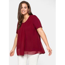 sheego Damen Blusenshirt, Rot, Gr. 50, T-Shirts, Material: Viskose