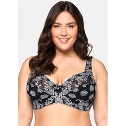 sheego Damen B&uuml;gel-BH mit Stickerei-Spitze, schwarz, Gr&ouml;&szlig;e 95D