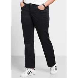 sheego Damen Bootcuthose, Schwarz, Gr. 48, Weite Hosen, Material: Baumwolle