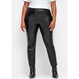 sheego Gro&szlig;e Gr&ouml;&szlig;en Leggings mit gl&auml;nzender Beschichtung, schwarz, Gr&ouml;&szlig;e 56 - Damen