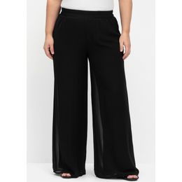 sheego Damen Palazzohose aus Chiffon, im Lagenlook, schwarz, Gr&ouml;&szlig;e 40