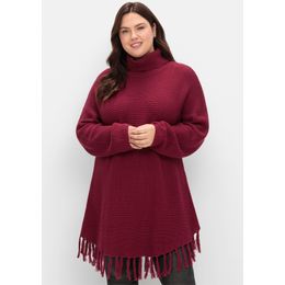 sheego Damen Strickpullover in Ponchoform, beere, Gr&ouml;&szlig;e 52/54