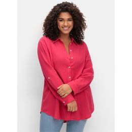 sheego Damen Baumwollbluse in Musselinqualit&auml;t, magenta, Gr&ouml;&szlig;e 52
