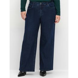 sheego Damen High-waist-Jeans mit durchgehend weitem Bein, dark blue denim, Gr&ouml;&szlig;e 48