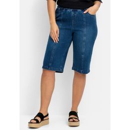sheego Damen Jeansbermudas mit Gummibund, blue denim, Gr&ouml;&szlig;e 44