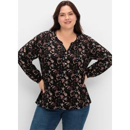sheego Gro&szlig;e Gr&ouml;&szlig;en Tunika im Doppelpack, aubergine + schwarz-gemustert, Gr&ouml;&szlig;e 56 - Damen