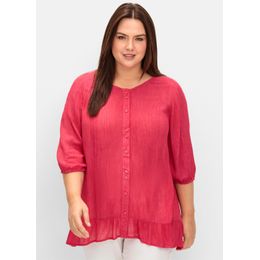 sheego Gro&szlig;e Gr&ouml;&szlig;en Kurzarmbluse mit Volants am Saum, sorbet pink, Gr&ouml;&szlig;e 56 - Damen