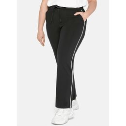 sheego Damen Jogginghose mit Kontrastpaspel, schwarz, Gr&ouml;&szlig;e 52