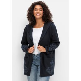 sheego by Joe Browns Damen Sweatjacke mit Paisleydruck, dunkelblau, Gr&ouml;&szlig;e 56/58