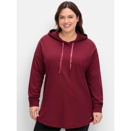 sheego Damen Longsweatshirt in Oversize-Form, weinrot, Gr&ouml;&szlig;e 48/50