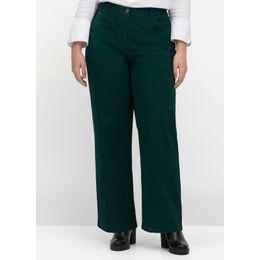 sheego Damen Hose, Gr&uuml;n, Gr. 56, Weite Hosen, Material: Baumwolle