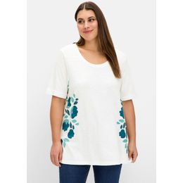 sheego Damen Shirt, Natur, Gr. 40/42, T-Shirts, Material: Baumwolle