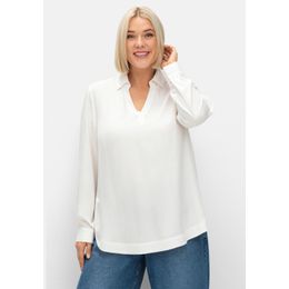 sheego Damen Tunika mit Hemdkragen und V-Ausschnitt, ecru, Gr&ouml;&szlig;e 58