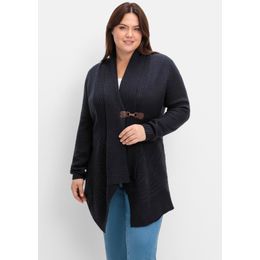 sheego by Joe Browns Damen Longstrickjacke mit Metallschlie&szlig;e, tiefblau, Gr&ouml;&szlig;e 48/50