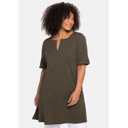 sheego Damen Long-Shirt, Gr&uuml;n, Gr. 44/46, T-Shirts, 100% Baumwolle