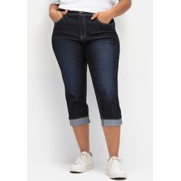 sheego Damen 7/8-Jeans in schmaler Form, mit Kontrasttape, blue black denim, Gr&ouml;&szlig;e 44