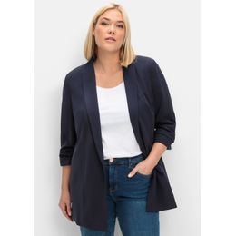 sheego Damen Longblazer mit Schalkragen, tiefblau, Gr&ouml;&szlig;e 42