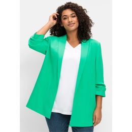 sheego Damen Longblazer mit Schalkragen, blattgr&uuml;n, Gr&ouml;&szlig;e 40