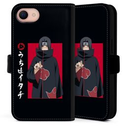 DeinDesign iPhone 16e Handy Klapph&uuml;lle Handyh&uuml;lle aus Kunst Leder schwarz Flip Case Official Licensed Product Itachi Uchiha Naruto Shippuden Sideflip mit Lasche
