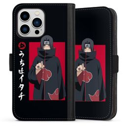 DeinDesign iPhone 13 Pro Handy Klapph&uuml;lle Handyh&uuml;lle aus Kunst Leder schwarz Flip Case Official Licensed Product Itachi Uchiha Naruto Shippuden Sideflip mit 