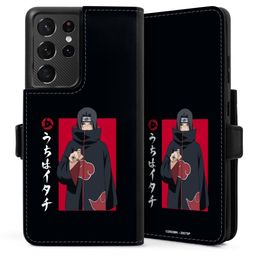 DeinDesign Galaxy S21 Ultra 5G Handy Klapph&uuml;lle Handyh&uuml;lle aus Kunst Leder schwarz Flip Case Official Licensed Product Itachi Uchiha Naruto Shippuden Sideflip 