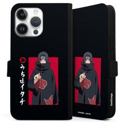 DeinDesign iPhone 14 Pro Max Handy Klapph&uuml;lle Handyh&uuml;lle aus Kunst Leder schwarz Flip Case Official Licensed Product Itachi Uchiha Naruto Shippuden Sideflip mit 
