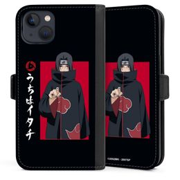 DeinDesign iPhone 13 Handy Klapph&uuml;lle Handyh&uuml;lle aus Kunst Leder schwarz Flip Case Official Licensed Product Itachi Uchiha Naruto Shippuden Sideflip mit Lasche