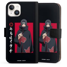 DeinDesign iPhone 14 Handy Klapph&uuml;lle Handyh&uuml;lle aus Kunst Leder schwarz Flip Case Official Licensed Product Itachi Uchiha Naruto Shippuden Sideflip mit Lasche