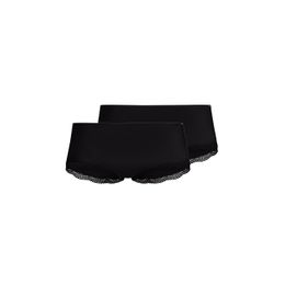 Panty Skiny "Classicotton", Damen, Gr. 38, schwarz, Obermaterial: 94% Baumwolle, 6% Elasthan. Spitze: 85% Polyamid, 15% Elasthan, Unterhosen Panty, bequem, basic, mit Spitze, Baumwollmix