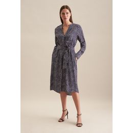 Sommerkleid Seidensticker "Schwarze Rose", Damen, Gr. XL42, Normalgr&ouml;&szlig;en, blau (dunkelblau), 100% Viskose, bedruckt, regular fit, Kleider Sommerkleid, 1/1 Kragen Druck