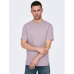 Only & Sons Rundhalsshirt ONLY & SONS "ONSMAX LIFE REG SS STITCH TEE", Herren, Gr. L, bunt (nirvana), Single Jersey, Obermaterial: 100% Baumwolle, unifarben, regular fit normal, Rundhals, Shirts Rundhalsshirt, Baumwolle, normal geschnitten
