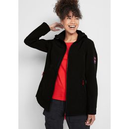 bonprix Wasserabweisende Stretch-Softshelljacke, schwarz, Gr.44, Praktische Softshelljacke mit abnehmbarer Kapuze und Rei&szlig;verschlusstaschen, gerade geschnitten, aus Softshell