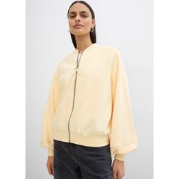 bonprix Blouson mit Ballon&auml;rmeln, gelb, Gr.44/46 (L), Hochwertiger Blouson mit Ballon&auml;rmeln und Schleifendetail am Rei&szlig;verschluss, 60% Baumwolle