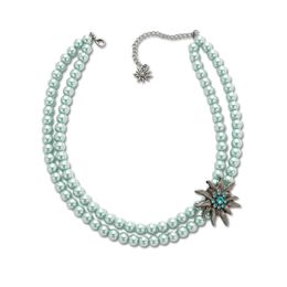 Kette mit Anh&auml;nger "Alpenperle", Damen, Gr. onesize, Glas, t&uuml;rkis, Collezione Alessandro, Basic, Halsketten, Perlenkette mit Edelwei&szlig;