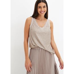 bonprix Top mit Pailletten, rot, Gr.52, Zeitloses modernes Paillettentop
