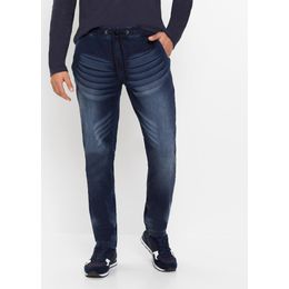 bonprix Slim Fit Sweat-Jeans Straight, blau, Gr.60, Superl&auml;ssige Regular Fit Sweat-Jeans mit Gummibund, 73% Baumwolle