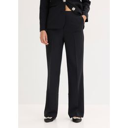 bonprix Marlenehose, schwarz, Gr.46, Modern und feminin: Marlenehose mit B&uuml;gelfalten