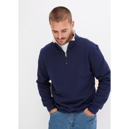 bonprix Thermo-Sweatshirt mit flauschigem Teddyfleece, blau, Gr.52/54 (L), sch&ouml;nes Thermo-Sweatshirt mit Troyer-Kragen, warm gef&uuml;ttert, 60% Baumwolle