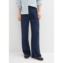 bonprix Twillhose mit Taillienregulierung, blau, Gr.38, Modern geschnitten, aus Viskose