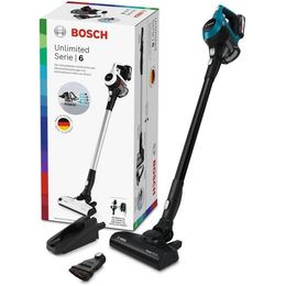 Bosch Akku-Stielstaubsauger "Unlimited 6 BKS6111P, Hygiene-Filter, 10 Jahre Motorgarantie, leicht", blau (laguna blau, schwarz), B:20cm H:122cm T:26,5cm, Akkusauger, Akku wechselbar, alle Bodenarten, hohe Saugkraft, lange Laufzeit, blau, Topseller