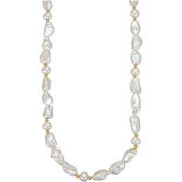 Perlenkette Firetti "Schmuck Geschenk Gold 585 Halsschmuck Halskette Collier Kugeln", gold (gelbgoldfarben, wei&szlig;), Halsketten, Damen, Gelbgold 585 Perlen, L: 50 B: 8mm, Gelbgold 585, Perlen, Perlenkette, mit S&uuml;&szlig;wasserzuchtperle, B:8mm