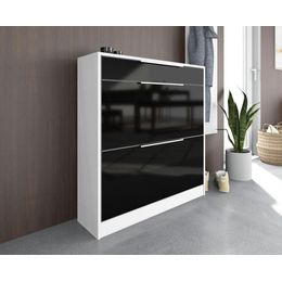 borchardt M&ouml;bel Schuhschrank BORCHARDT M&Ouml;BEL "Oliva", schwarz (wei&szlig; matt, schwarz hg), B:89cm H:96cm T:24cm, Schr&auml;nke, Schuhschrank, Stehende Montage, Wandmontage & Glasb&ouml;den unter Mehr aus der Serie