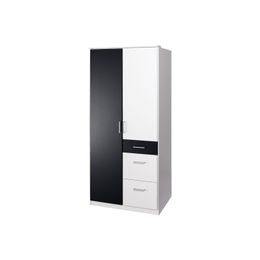 Kleiderschrank wimex "Click", wei&szlig; (wei&szlig;, graphit), B:90cm H:199cm T:58cm, Schr&auml;nke, Kleiderschrank Dreht&uuml;renschrank, ohne Spiegel