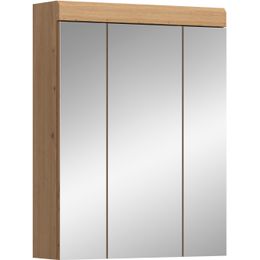 Spiegelschrank Welltime "SIENA, Breite 60cm, 3 Spiegelt&uuml;ren, 9 F&auml;cher, 6 Einlegeb&ouml;den", beige (artisan eiche nb, spiegelglas), B:60cm H:79cm T:18cm, FSC-zertifizierter Holzwerkstoff, Glas, Schr&auml;nke, Spiegelschrank, in verschiedenen Farben erh&auml;ltlich, Badm&ouml;bel, Spiegel, Badschrank, Bad