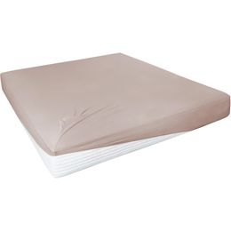 Spannbettlaken Primera "Elasthan-Feinjersey", grau (kiesel), 1 Stk., Jersey-Elasthan, 140-160x200-220 28cm, Jersey-Elasthan, Obermaterial: 95% Baumwolle, 5% Elasthan, Bettlaken, Spannbettlaken, PREMIUM, aus 95% gek&auml;mmter Baumwolle und 5% Elasthan, bis 28 cm H&ouml;he